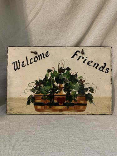 Welcome Friends Slate Painted Wall Hanging Plaque By Heritage Gallery ...