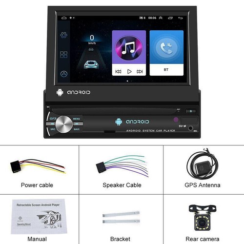 7 inch 1DIN Telescopic Screen Android 10.0 GPS NaviFM AUX Reversing ...
