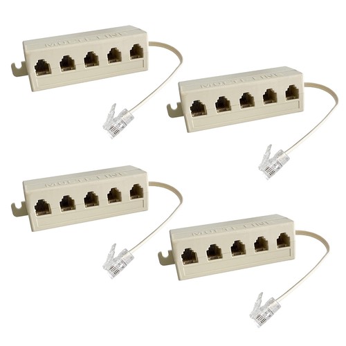 5 Way Telephone Splitters 4 Pack RJ11 6P4C Male to 5 Female Converter ...