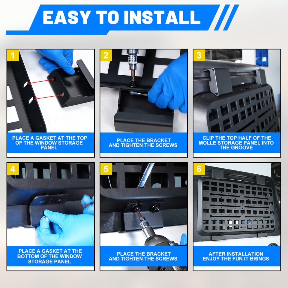 Rear Window Storage Molle Panel Kit Accessories For 2018-2025 Jeep ...