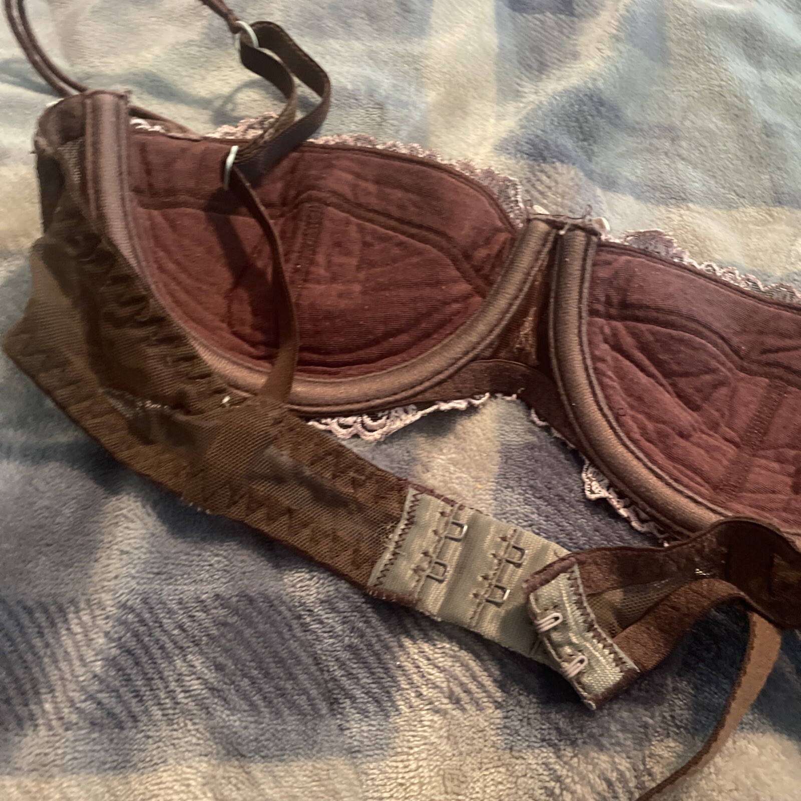 Lulalu Cora Bra 32A Underwire Light Pad Balconette Brown Pink Lace ...