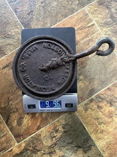 OLD FEED STORE SCALE WEIGHT 9.5 pounds? Cast iron 7.5" dia MASON ...