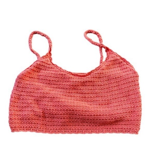 Aerie Womens Orange Crochet Cropped Tank Top Spaghetti Strap Size ...