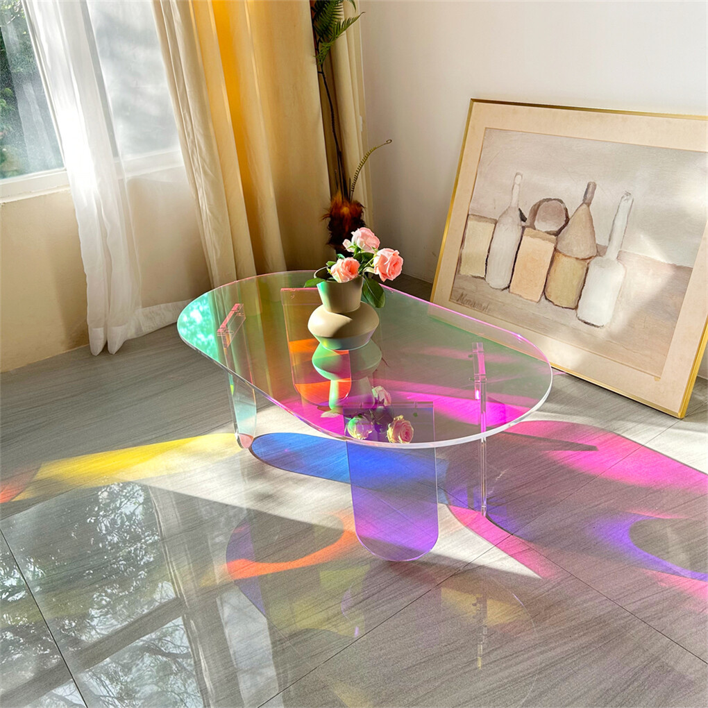 Stunning Neon Acrylic Coffee Table Iridescent Center Table Home Cafe ...
