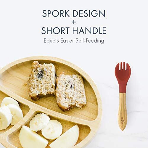 Baby Fork Set, Bamboo and Silicone Spork Utensils, Toddler Baby Led ...