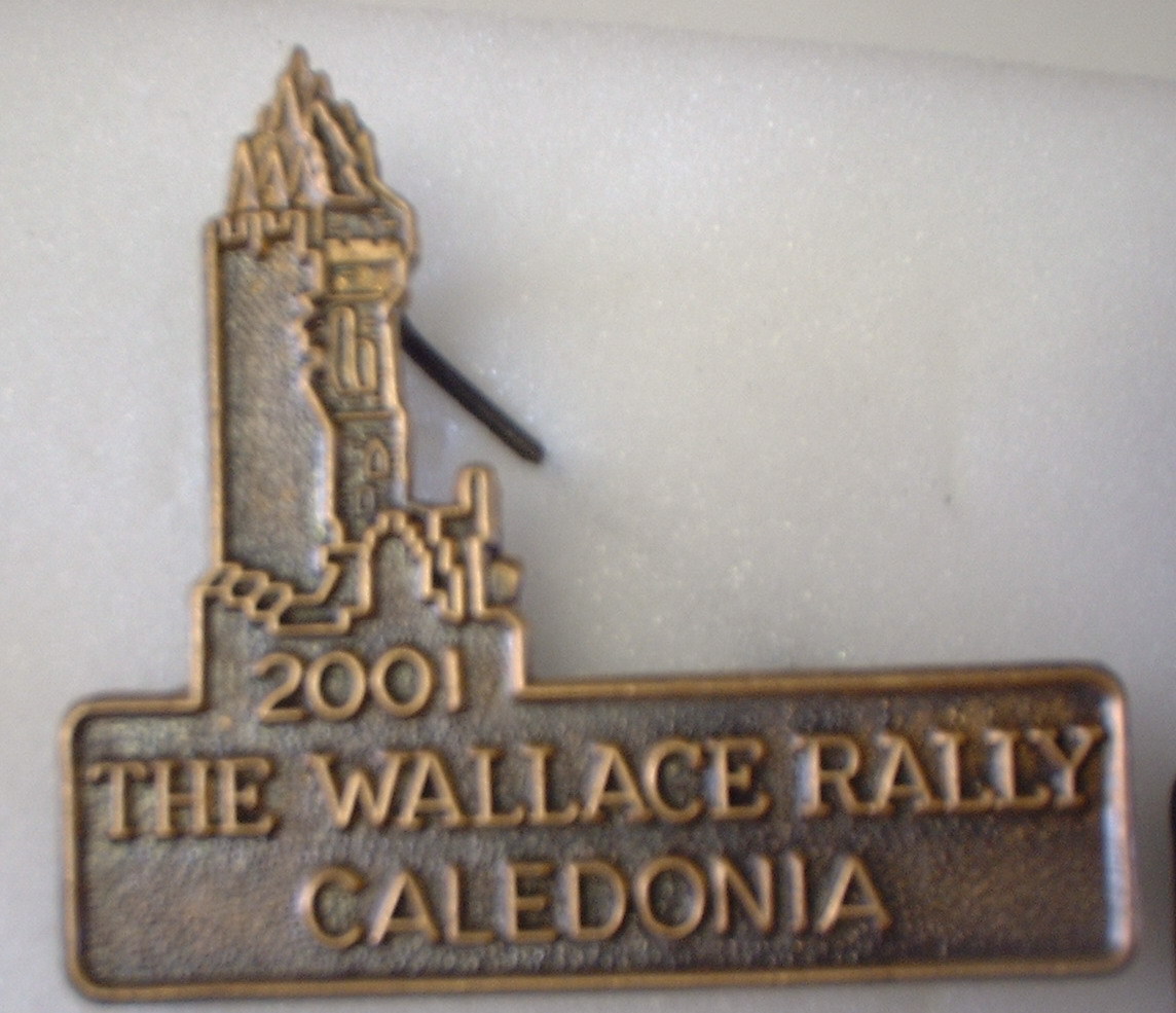 THE WALLACE RALLY CALEDONIA 2001 Enamel Pin Badge MotorCYCLE W.O LEWIS ...