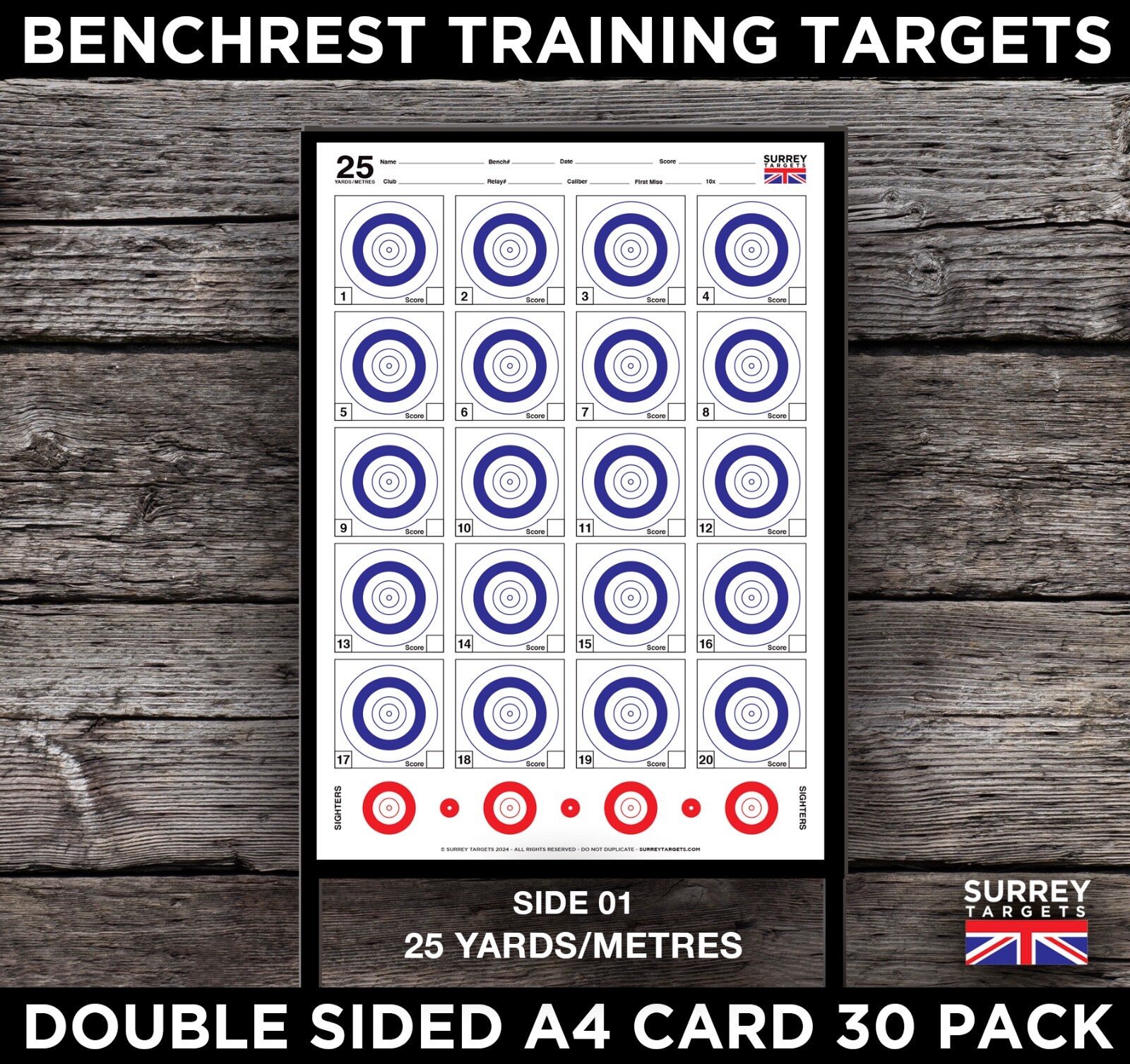 Benchrest Shooting Training Targets A4 Sheets Air Rifle Pistol 2 Sided ...