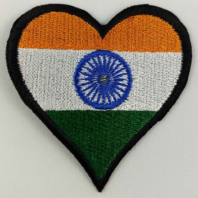 India Heart Flag Patch Badge Embroidered Iron On Applique | eBay