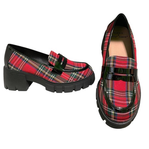 Torrid Betsey Johnson 12WW Punk Rockabilly Red Plaid Creeper Chunky ...
