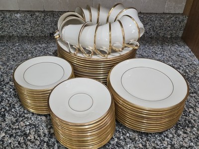 4 Place Setting LENOX ETERNAL 5 Pc DINNER SET - IVORY & GOLD RIM CHINA ...