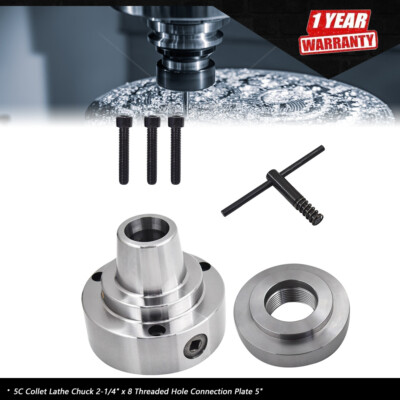 5C Collet Lathe Chuck 2-1/4" x 8 Threaded Hole Connection Plate 5" | eBay