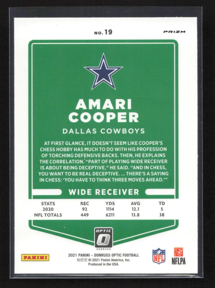 2021 Donruss Optic Silver Holo Prizm Amari Cooper #19 Dallas Cowboys | eBay