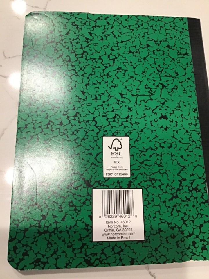 Marble Wide Ruled 100 Sheets/200 Pages Composition Book - Green (Norcom ...