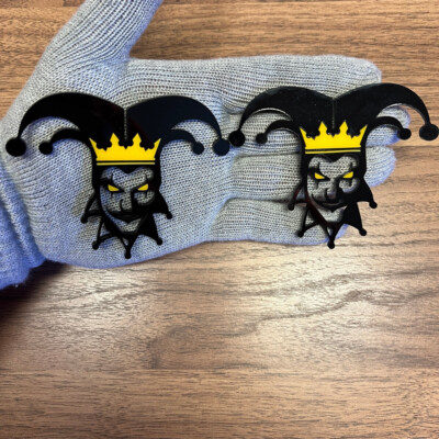 Joker Jester Badges Emblem Yellow Eye King Crown, 2 Badges, Fender ...