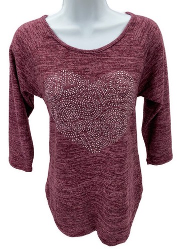 Small Jesse J Soft Fleece Pullover Top Purple Shirt 3/4 Sleeves Heart ...