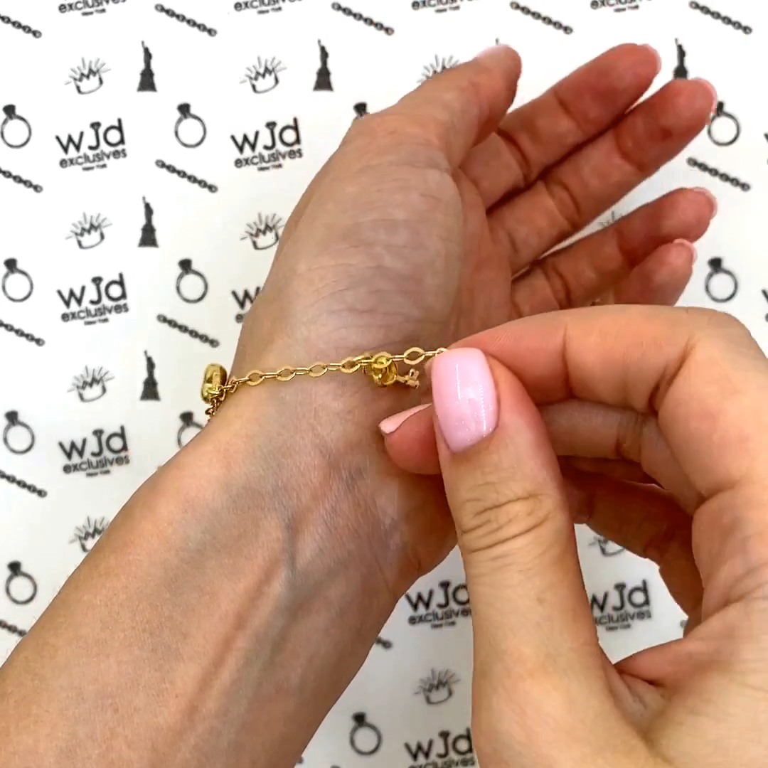 14K Gold Over Silver 3mm Puffed Locks and Keys Charm Bracelet 8" | eBay