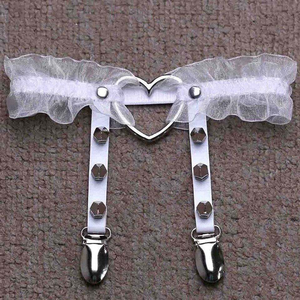 Women Adjustable Leather Thigh Garter Heart Shaped Leg Garter with ...