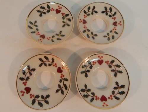 Hallmark Candle Wax Drip Catcher Collars/Bobeches Holly Leaf/Berry Gold ...