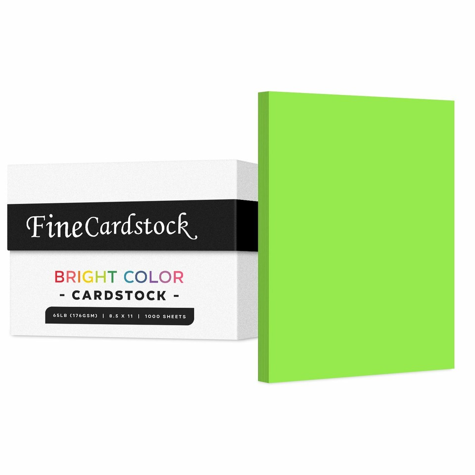 8.5 x 11" Premium Colored Card Stock Paper - 65lb Cover - Case of 1000 ...