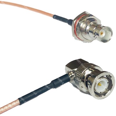 RG316 BNC FEMALE BIG BULKHEAD to BNC MALE ANGLE RF Cable Rapid-SHIP LOT ...