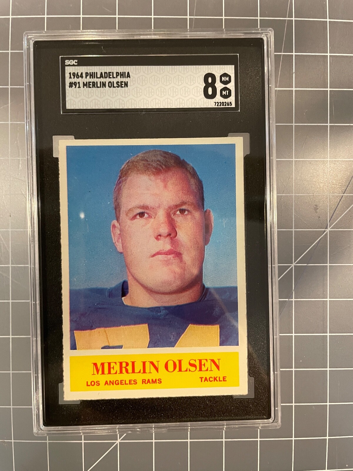 1964 PHILADELPHIA #91 MERLIN OLSON LOS ANGELES RAMS FOOTBALL CARD SGC 8 ...