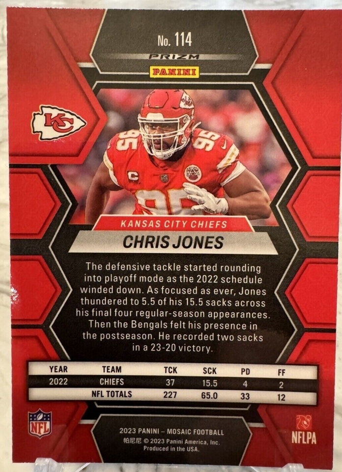 Chris Jones 2023 Panini REFRACTOR Mosaic PRIZM Silver KC Chiefs | eBay