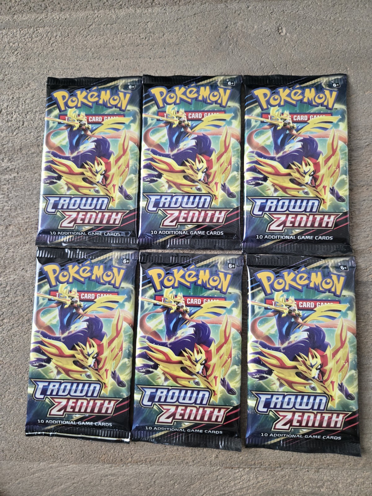 6 Crown Zenith Booster Packs Sealed Booster Bundle Loose Packs ...