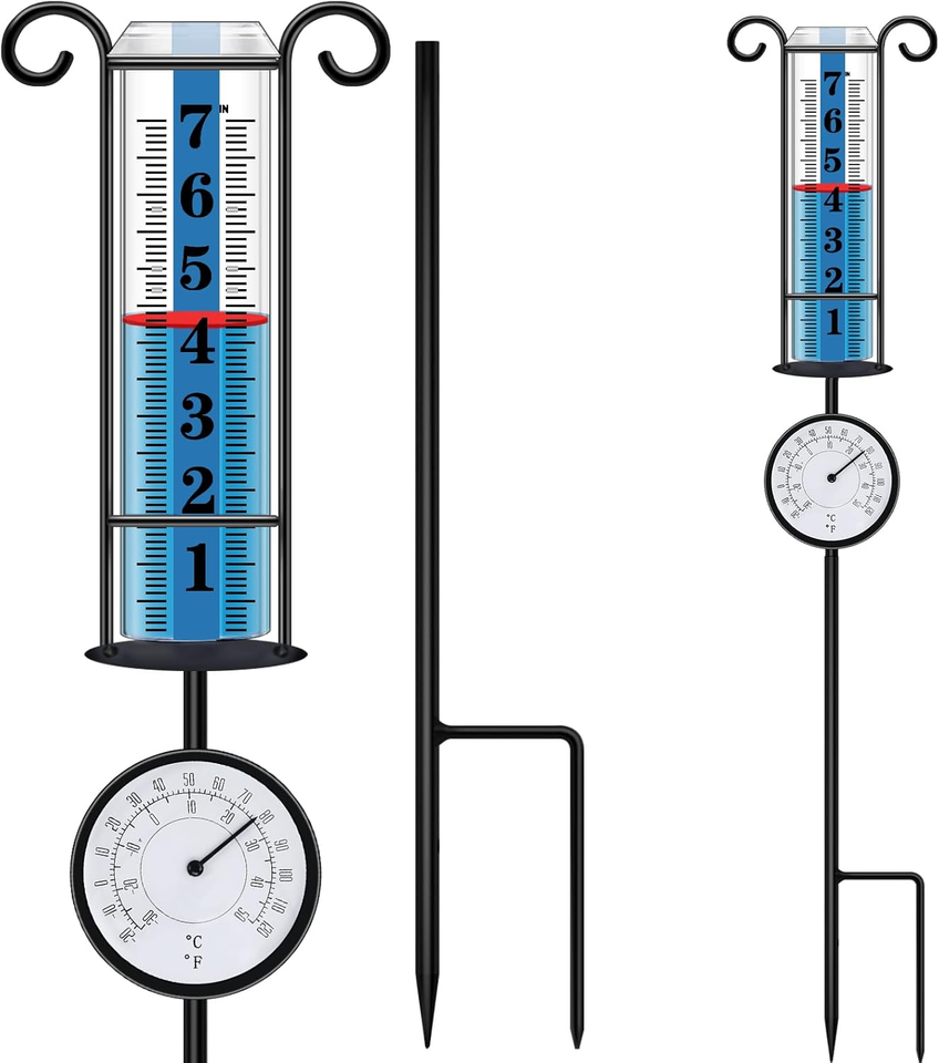 Jmbay Rain Gauge Outdoor with Thermometer, Rain Gauges Outdoors Best ...