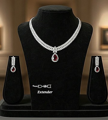 18k Platinum Navette Empress Ruby Jewelry Set Lab-created Swarovski ...