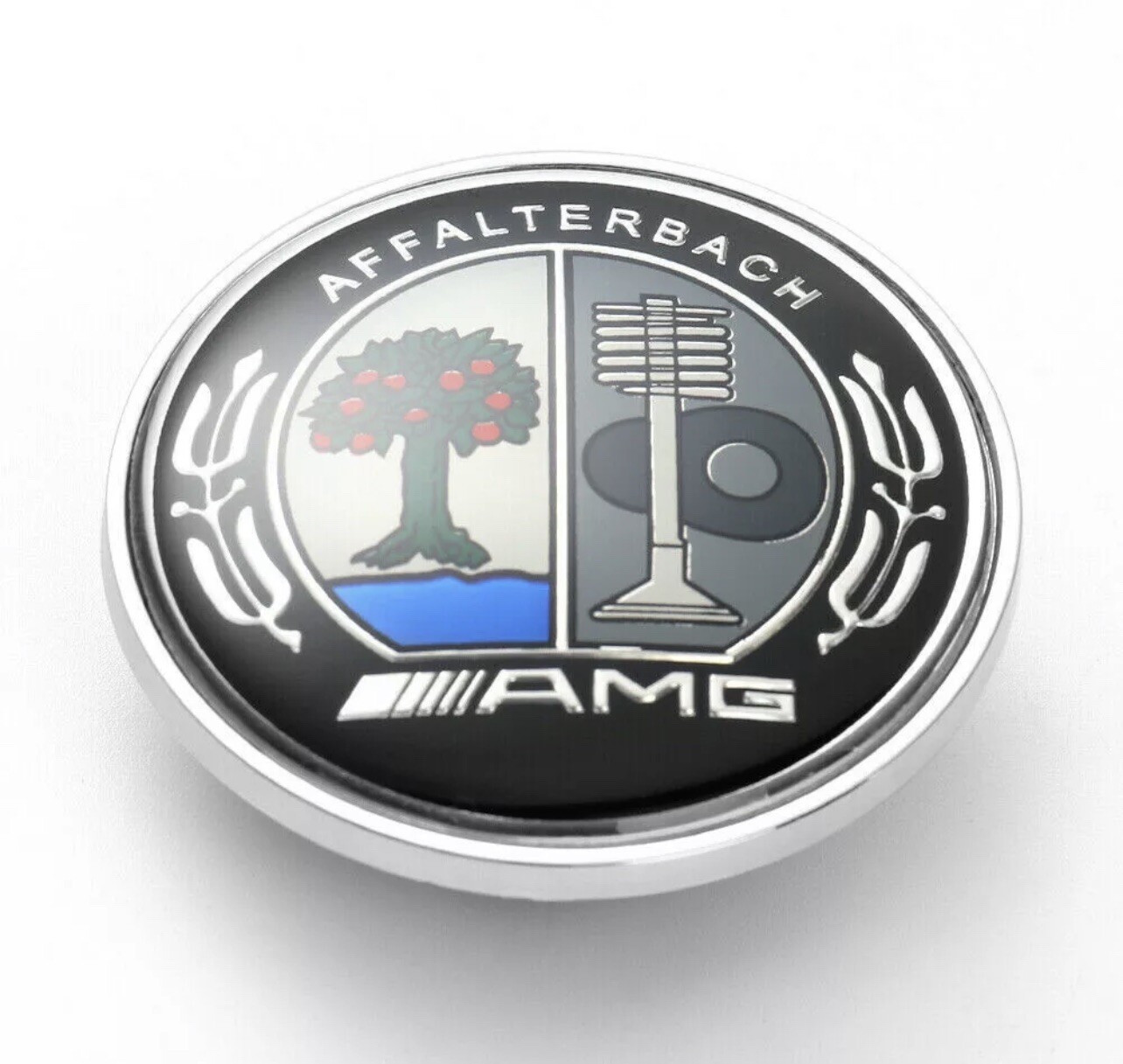 57mm Affalterbach Front AMG Emblem Color Apple Tree Flat Hood Badge ...
