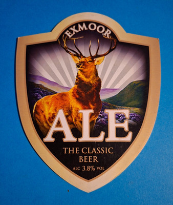 EXMOOR brewery ALE beer real ale pump clip front badge Somerset stag ...
