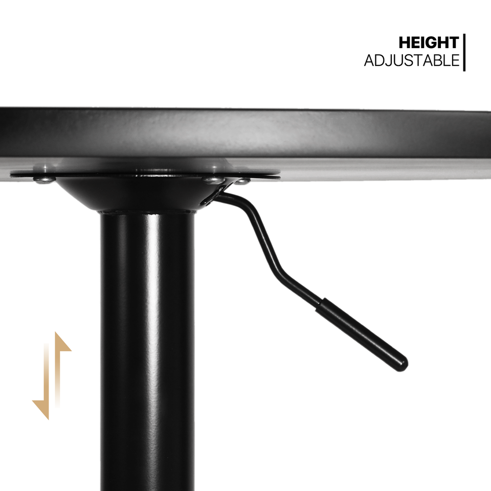 Adjustable Height Bar Table Sliver Wood Round Tabletop Chrome Base Pub ...