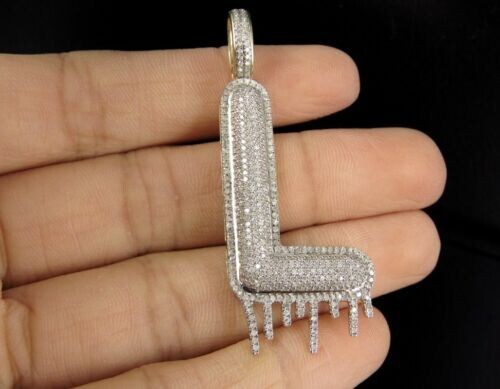 2.5Ct Round Cut Lab Created Diamond L Initial Letter Pendant 925 ...