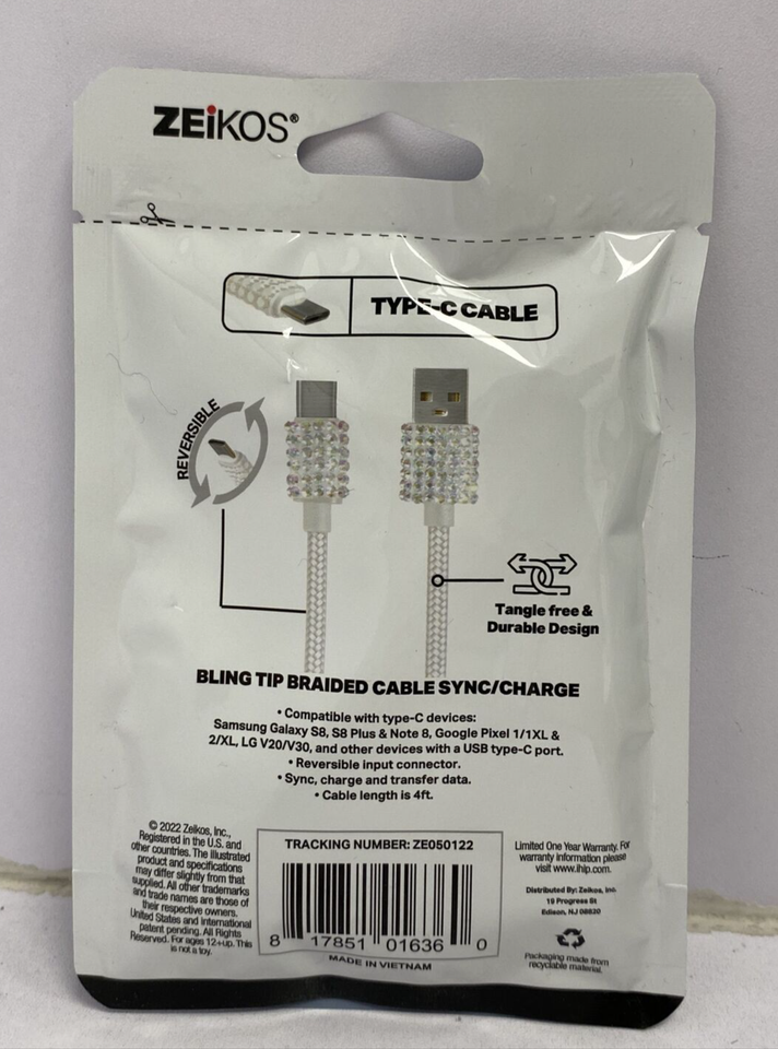 Zeikos 4ft Bling Type-C Cable | eBay