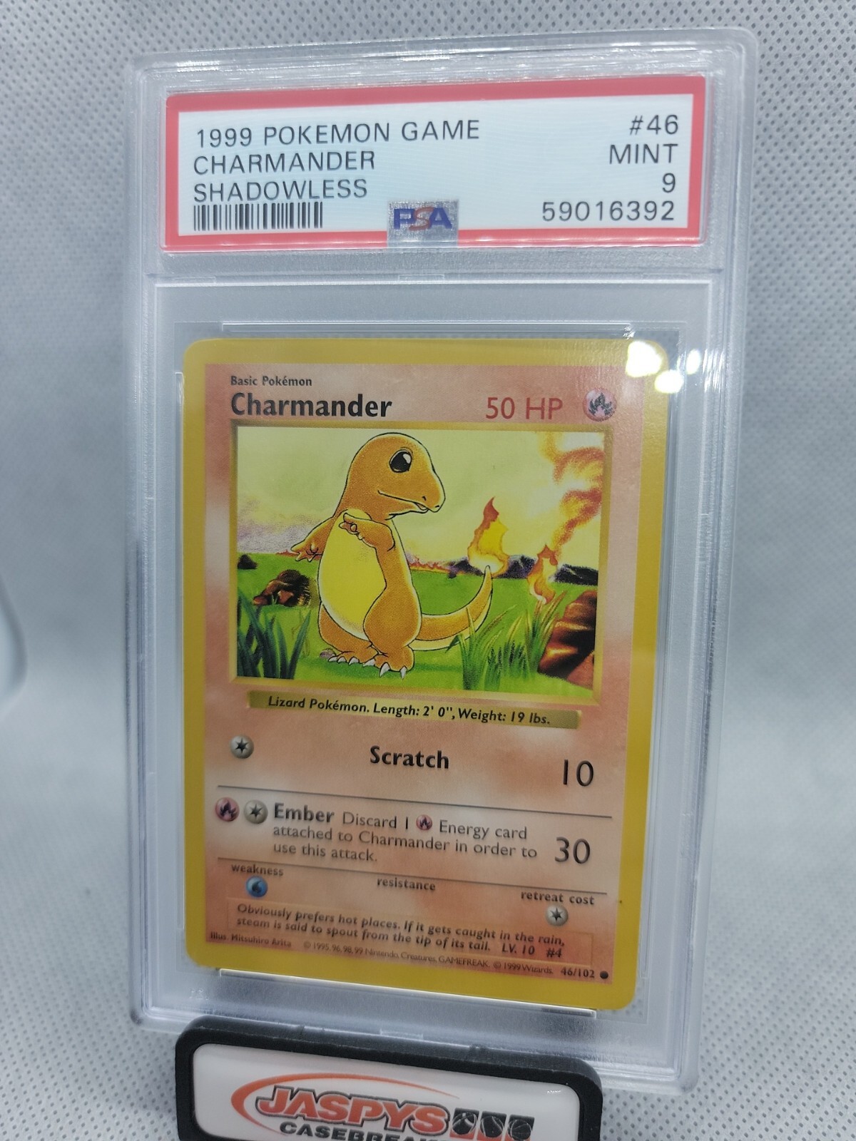 PSA 9 MINT Charmander 46/102 SHADOWLESS Base Set Pokemon Card | eBay