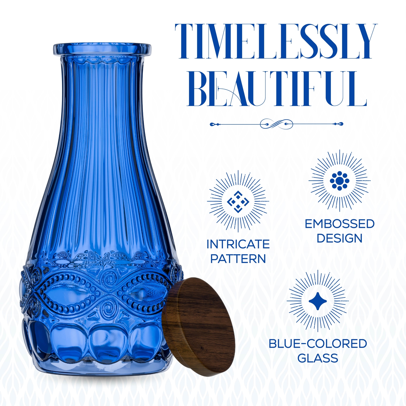 elle décor Colored Glass Carafe with Wood Lid, Dishwasher Safe, 1 Liter ...