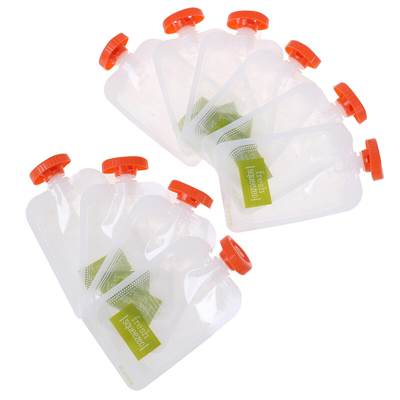 10PCS Resealable Fresh Squeezed Pouches Baby Weaning Food Puree ...