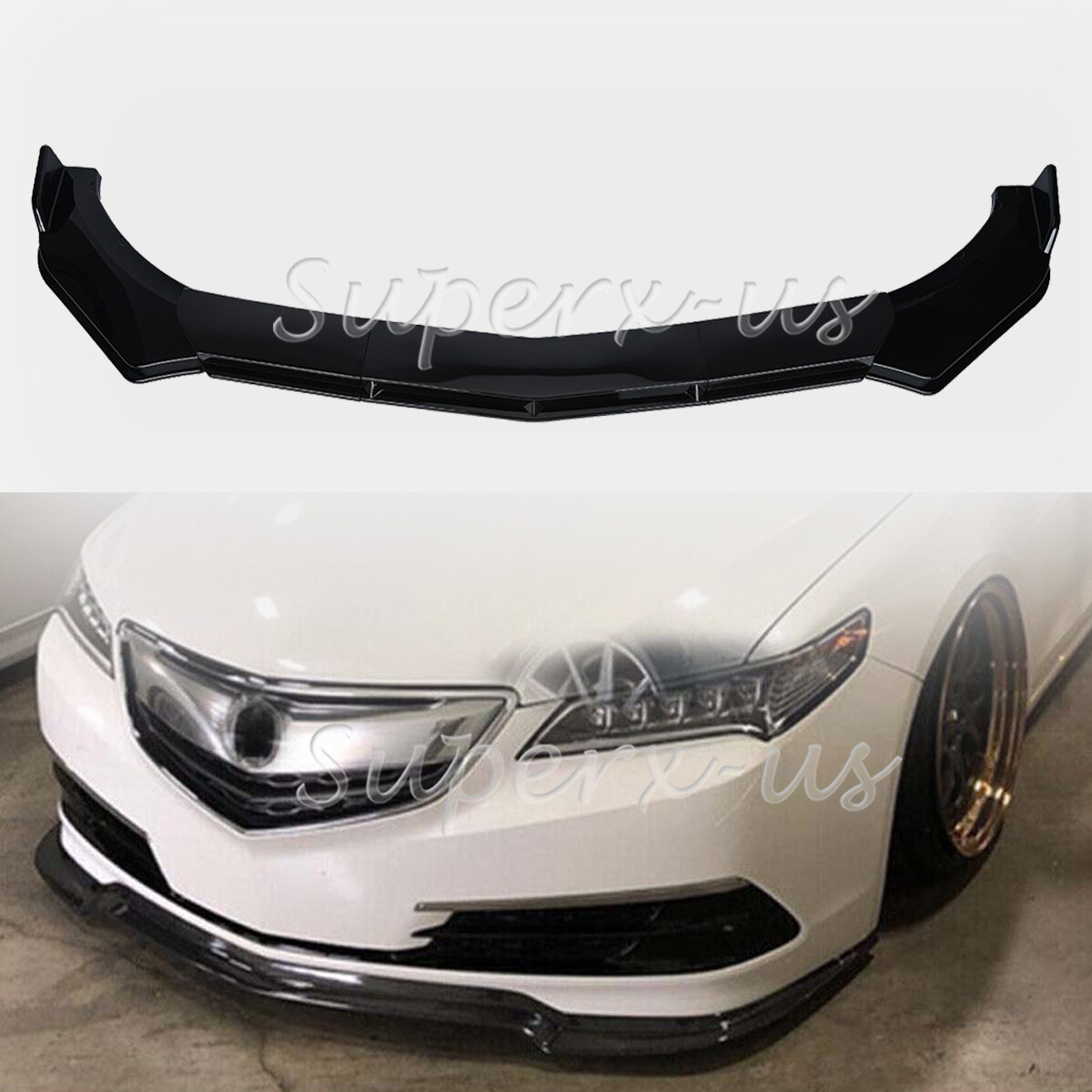 For 2015-2020 Acura TLX Gloss Black Front Bumper Lip Spoiler Splitter ...