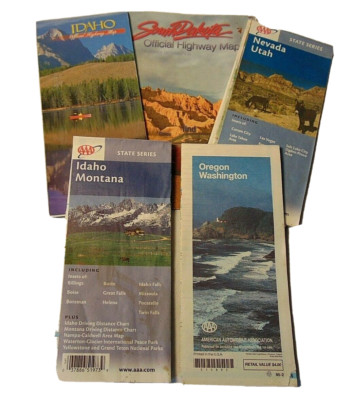 Vintage Paper Road Maps Western U S Fold Out AAA Street City Maps ...