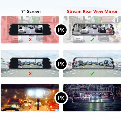 Car 10in Touch Screen Video Recorder Rear DVR View Camera Mirror Dash ...