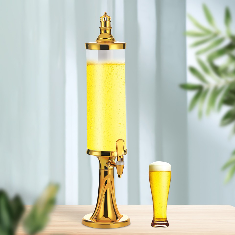 3L Tower Beer Dispenser Drink Beverage Ice Tube Tap Bar Party LED ...