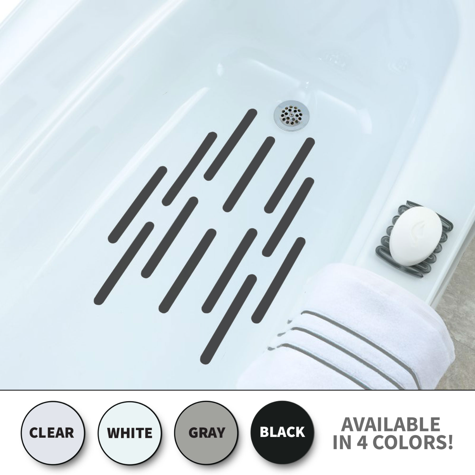 7.5" Bath Tub Shower Safety Adhesive Treads Non Slip Strips, 12 Pack, 4 ...