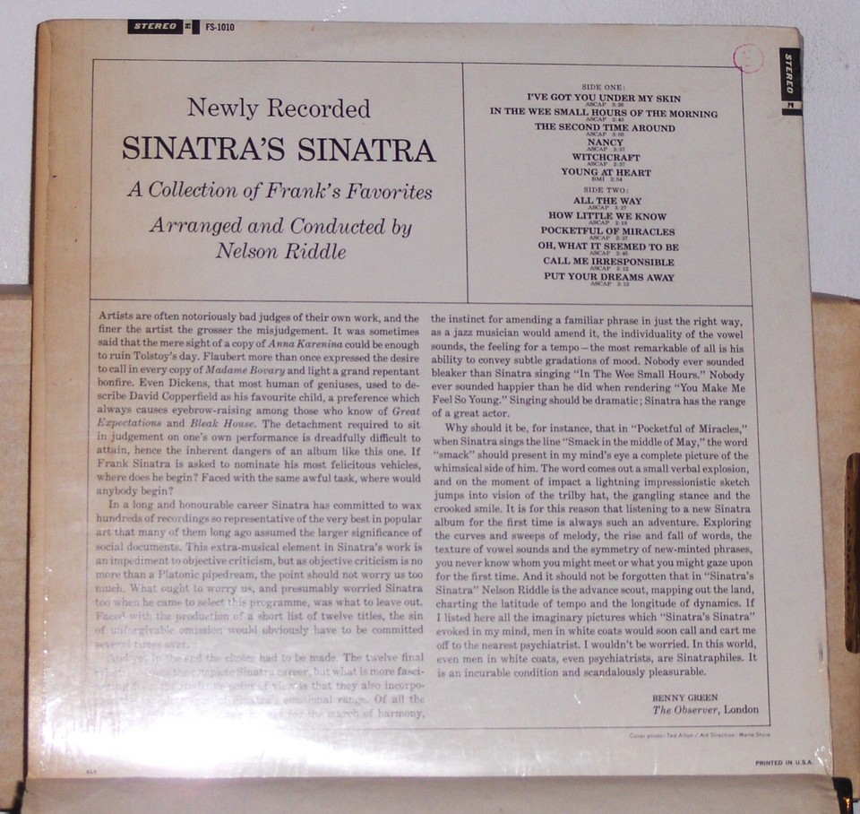 Frank Sinatra - Sinatra’s Sinatra - 1965 Vinyl LP Record Album | eBay