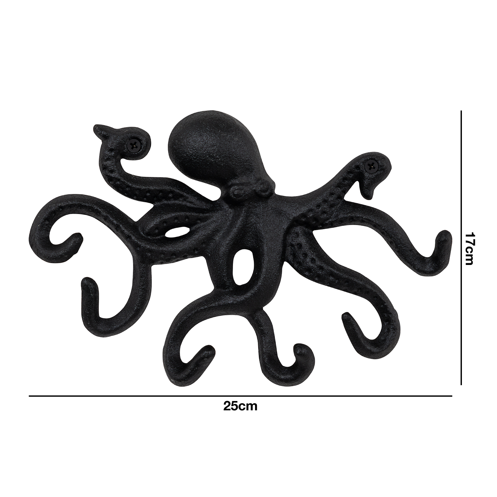 Woodside 6 Hook Cast Iron Wall Mounted Octopus Coat Hook/Key Hanger ...