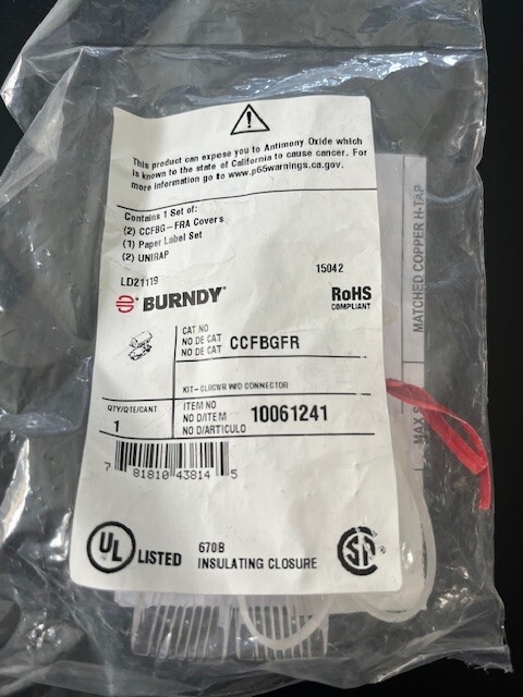 BURNDY CCFBGFR - Clear H-tap Cover - 2 Pack | eBay