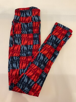 LuLaRoe One Size OS Leggings Americana Plaid Patriotic Red Blue | eBay