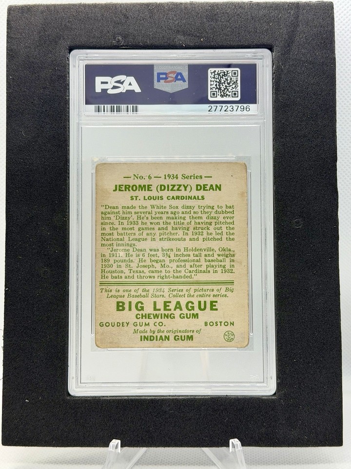 1934 Goudey #6 Dizzy Dean PSA 3 VG HOF St. Louis Cardinals Vintage | eBay