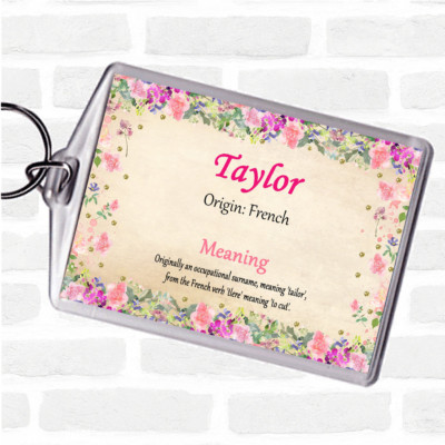 Taylor Name Meaning Bag Tag Keychain Keyring Floral | eBay UK