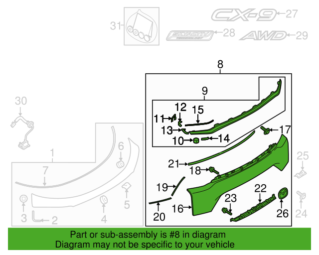 Genuine Mazda Finisher Rear TK5150850D2M / Tk51-50-850d-2m OEM for sale ...