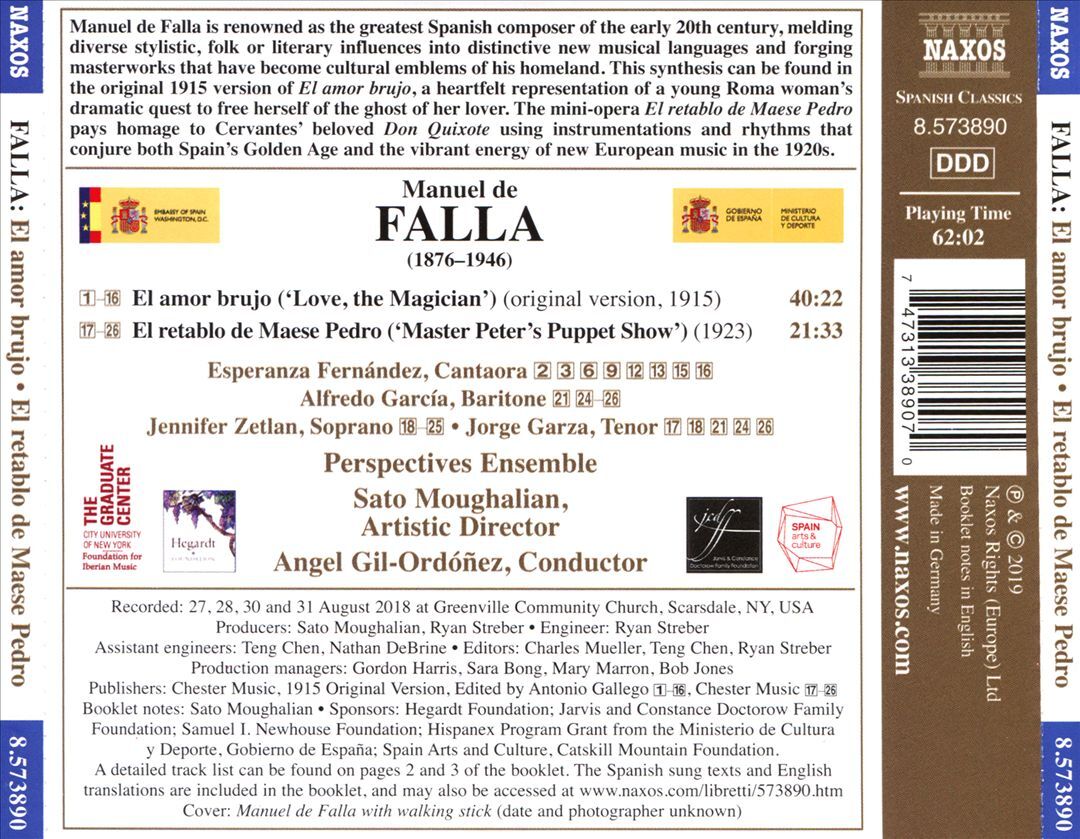 FALLA,MANUEL DE - EL AMOR BRUJO / EL RETABLO DE MAESE PEDRO NEW CD ...